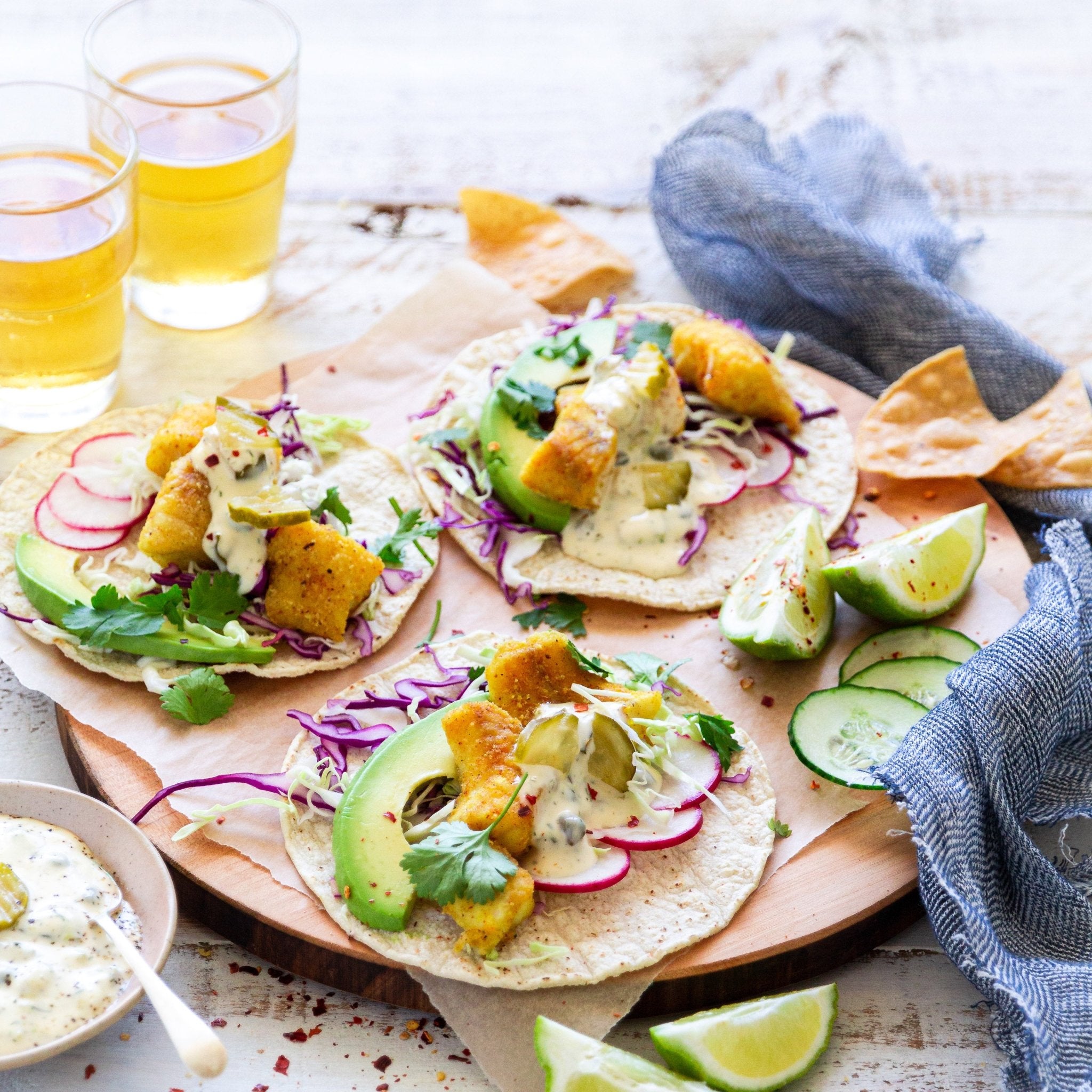 Spiced Fish Tacos with McClure's Pickle and Caper Mayo – Cook & Nelson