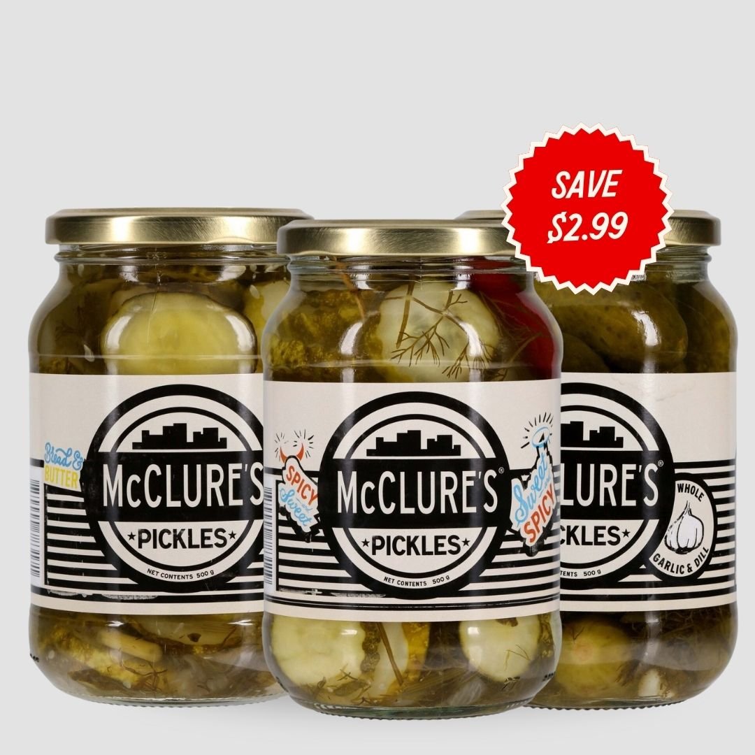 McClure's Pickle Lovers Variety Pack, 3 x 500g Jar | Cook & Nelson